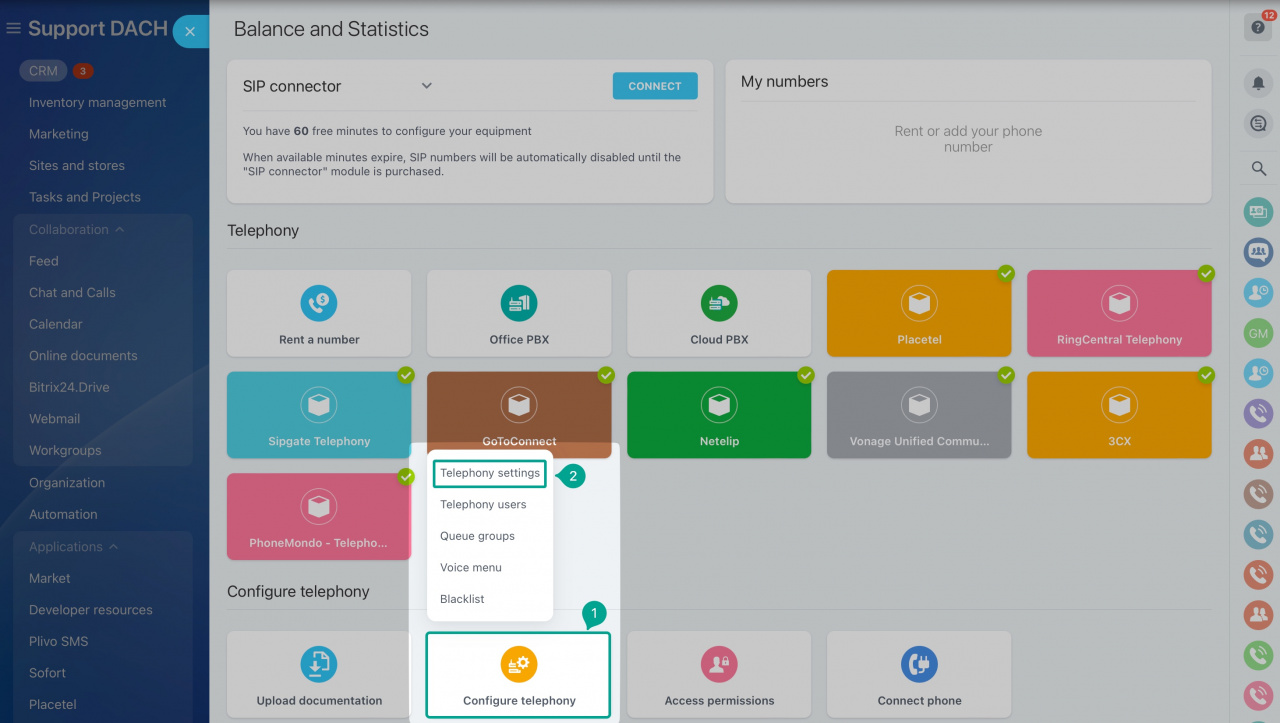 RingCentral telephony integration app